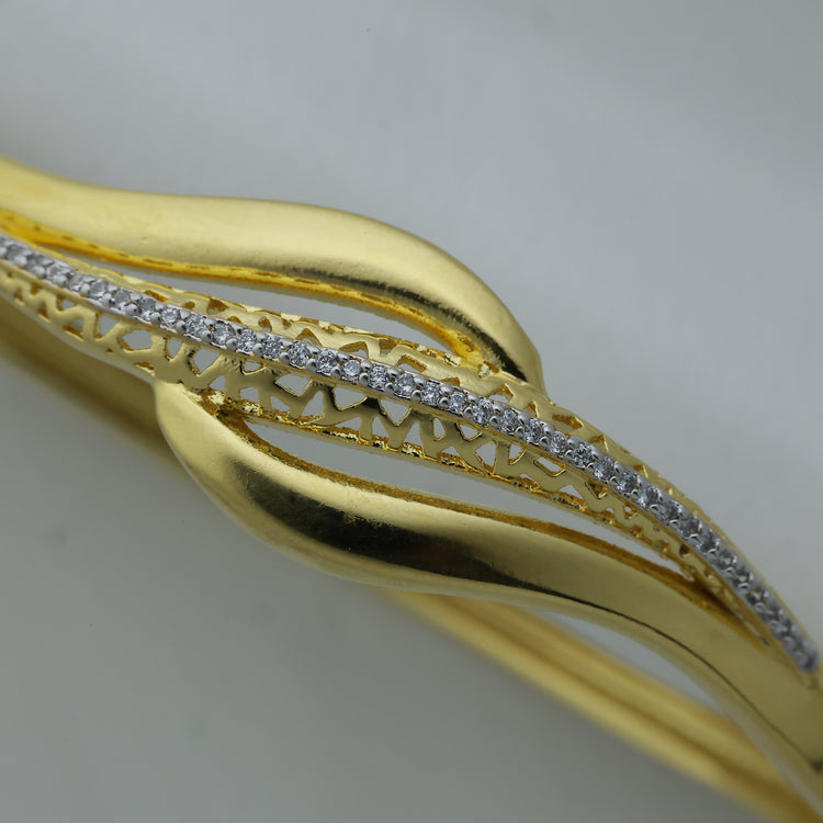 24KT Gold Plated Wave Design Bracelet for Women | Elegant Cuff Style ...