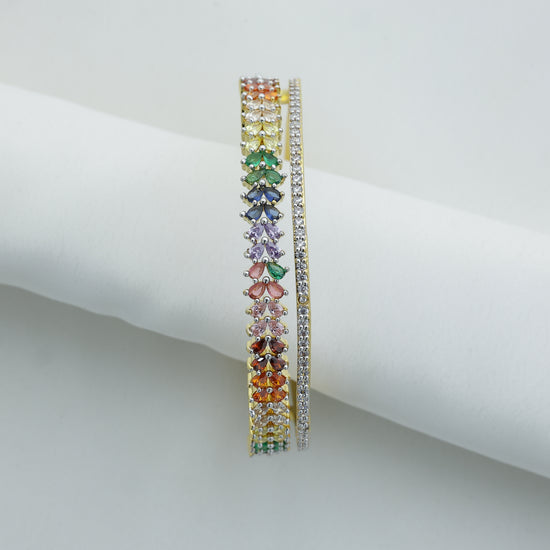 24KT Gold Plated Rainbow Stone Bracelet for Women – Handa Bangles